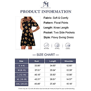 Sun Dresses for Women,Misyula Summer Cold Shoulder Hawaiian Dress Sunflower Print Relaxed Fit Flowy Casual Ladies Knee Length Boho Beach Party Casual Wear, A-Black Yellow,L