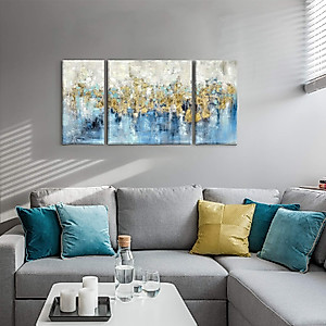 Abstract Canvas Artwork Modern Painting: Gleaming Gold Picture on Canvas for Home Wall Art Decor