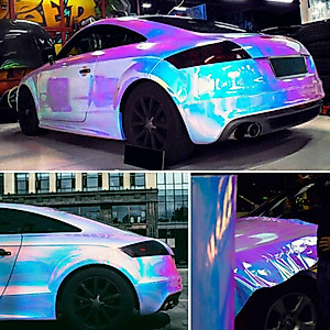 Holographic Rainbow Neo Chrome Car Vinyl Wrap Gloss Air Bubble Free Adhesive Decal Sticker Film Sheet DIY