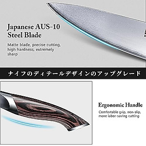 HOSHANHO Knife Set with Magnetic Knife Holder, 6 Pieces Japanese AUS-10 High Carbon Stainless Steel Kitchen Knife Set, Ultra Sharp Professional Chef Knives Sets