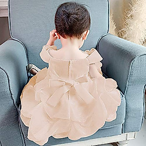 6M-5T Sequins Embroidered Lace Shoulder Off Princess Dress Toddler Baby Girls Wedding Bridesmaid Party Dresses Golden 70