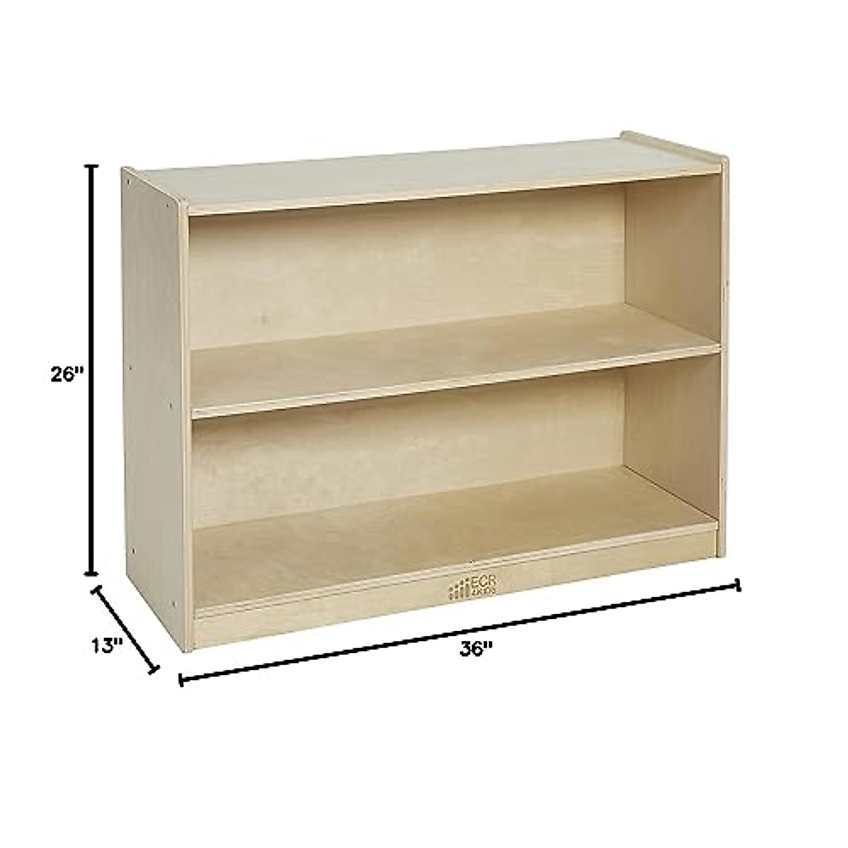 ECR4Kids - ELR-0450 Birch 2 Shelf Storage Cabinet with Back, Wood Book Shelf Organizer/Toy Storage for Kids, Natural