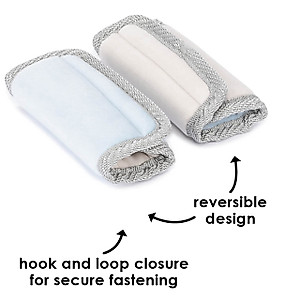 Diono Soft Wraps Car Seat Straps, Shoulder Pads for Baby, Infant, Toddler, 2 Pack Reversible Soft Seat Belt Cushion and Stroller Harness Covers Helps Prevent Strap Irritation, Blue