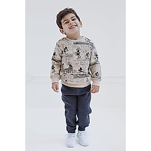 Disney Mickey Mouse Goofy Little Boys Fleece Sweatshirt and Pants Set Brown/Gray 7-8