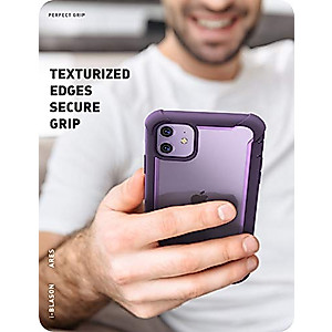 i-Blason Ares Case for iPhone 11 6.1 inch (2019 Release), Dual Layer Rugged Clear Bumper Case with Built-in Screen Protector (Purple)