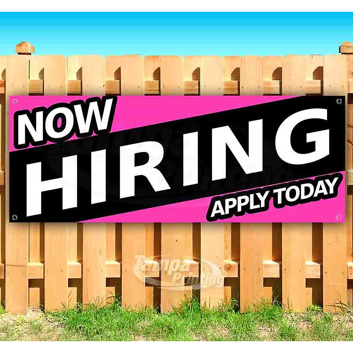 Now Hiring Apply Today Banner 13 oz | Non-Fabric | Heavy-Duty Vinyl Single-Sided With Metal Grommets