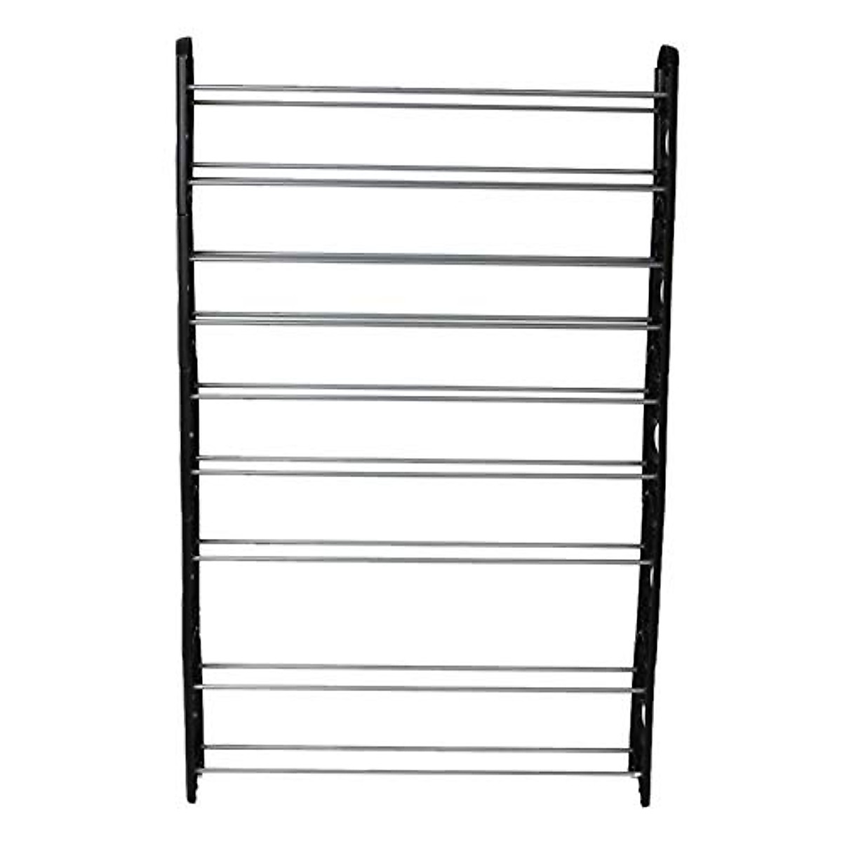 conrover 10-Tier Shoe Rack Shoes and Boots Storage Organizer 50 Pairs Shoe Rack for Entryway Closet and Bedroom Shoe Shelf Metal & Plastic Shoe Tower, Black & Silver