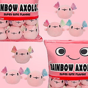 NUKBIL Axolotl Plush Pillow Throw Pillow, Cute Axolotl Plush Toys Doll, Axolotl Stuffed Animal Bag of Axolotl Plushies, Stuffed Axolotl Gift for Kids, Birthday, Christmas, Baby Shower (6 pcs, Pink)