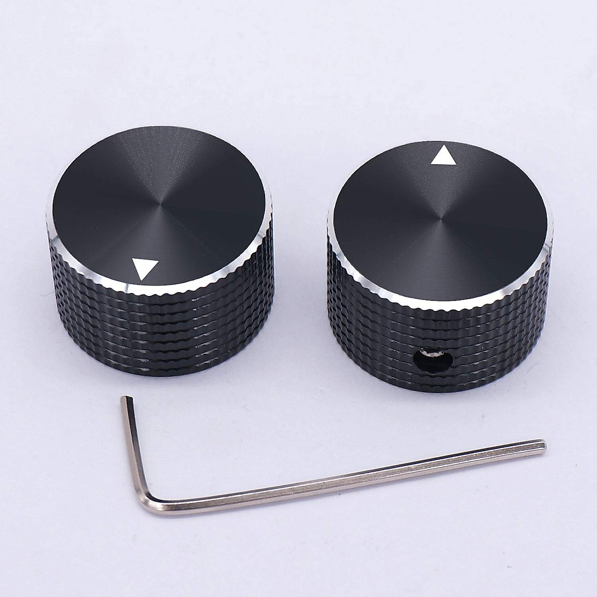 Taiss 2Pcs Guitar Knobs,Electronic Control Potentiometer Knobs, Black Aluminum Volume Audio Electric Guitar Bass Control Knobs,25 mmx15 mm 6.4mm / 0.25" Rotary Control knob