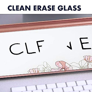 Quartet Whiteboard, Glass Dry Erase Board with Storage for Desktop Notetaking, 18" x 6", Clean Erase Surface, 1 Dry Erase Marker, Floral Pattern (GDP186P)