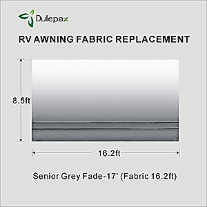 Dulepax RV Awning Fabric Replacement(16'2" Fabric) Heavy Duty 16 oz Vinyl Fabric -Camper Awning Replacement Universal Replacement RV Awnings for All Awning Brands-Senior Fade Grey