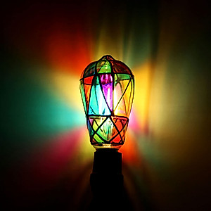 Kitmose 4 Pack Stained Glass Light Bulbs, LED Edison Light Bulb E26 3.5W Replacement Light Bulbs Tiffany Style for Bedroom Living Room Home Christmas Decoration