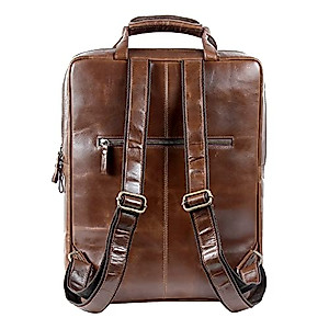HULSH Leather Backpack For men and women 18 Inch - Full Grain Vintage Leather Laptop Backpack - Camping travel Rucksack Knapsack - Casual Bookbag Daypack with rustic look