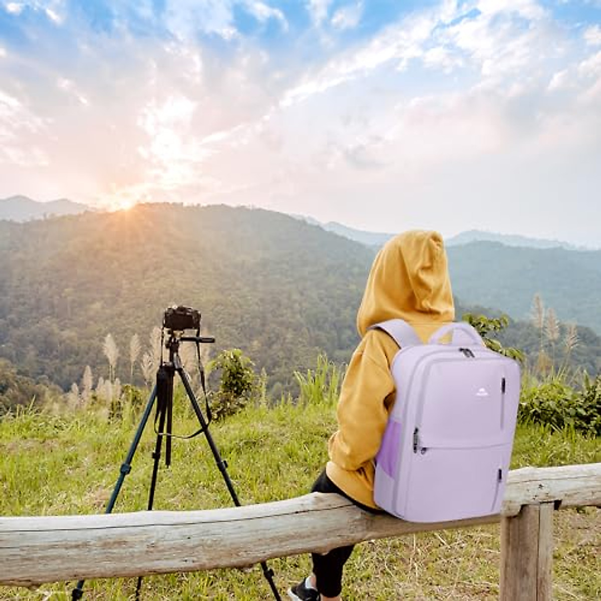 MATEIN Travel Backpacks for Women, Flight Approved 17 Inch Carry on Luggage Backpack with USB Charge Port, 40L Laptop Daypack Business College Overnight Weekender Bag, Light Purple