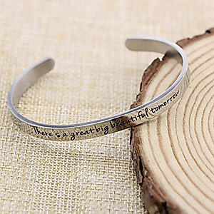 Awegift Motivational Gifts for Women Mantra Quote Cuff Bangle Bracelet Inspirational Jewelry There's a great big beautiful tomorrow