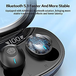 ibxShow Headphones Wireless Bluetooth True Wireless Earbuds LED Power Display Earphones with Wireless Charging Case IPX5 Waterproof in-Ear Earbuds