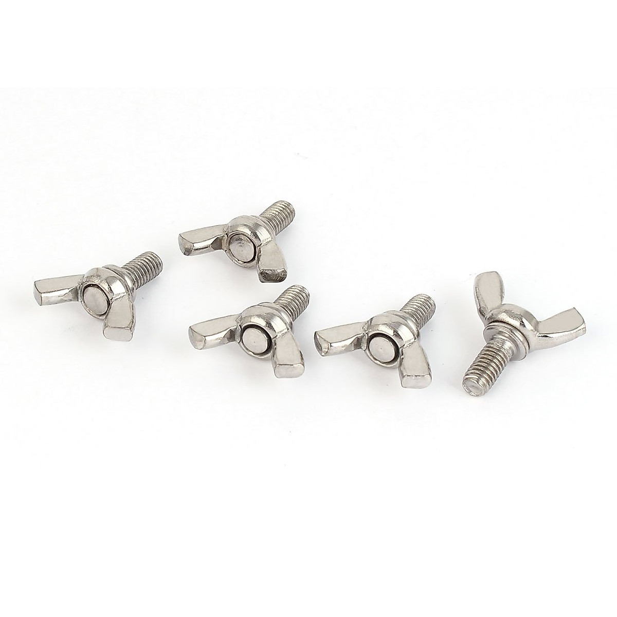 uxcell M6 x 12mm Thread 304 Stainless Steel Wing Bolt Butterfly Screw Silver Tone 5pcs