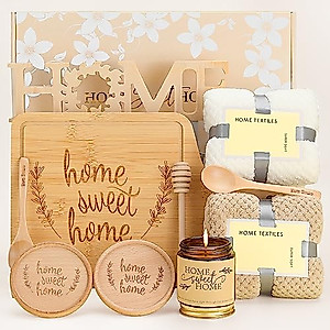 House Warming Gifts New Home,Housewarming Gift,Housewarming Gifts for New House,New Home Gifts for Home,Home Sweet Home Bamboo Serving Board Candle for Couple Women Men
