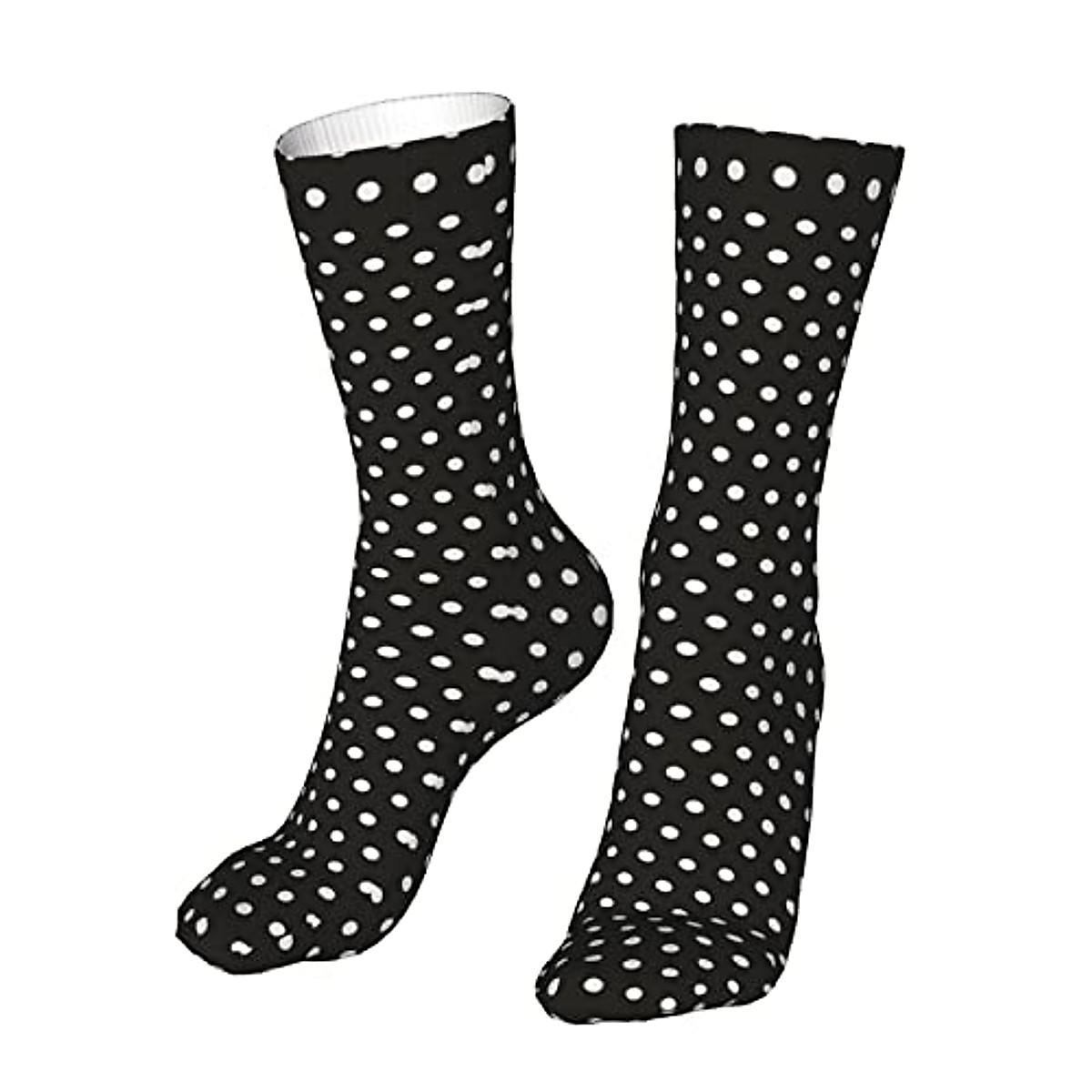 CWTYEOXE White Black Polka Dot Socks for Men Women Casual Crew Socks Comfort Sport Work Mid Tube Stockings 40 Cm