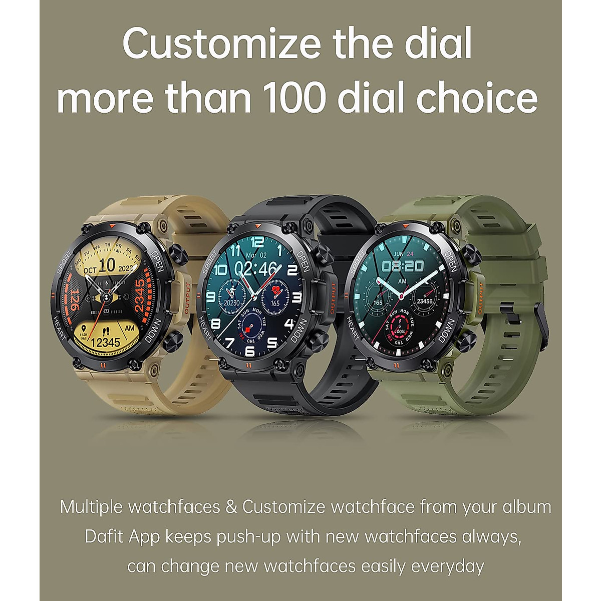 SEDSEY Smart Watches for Men Rugged Tactical Fitness Watch with Call (Answer/Dial Calls) Heart Rate Sleep Monitor 100+ Sport Modes 1.39" HD Waterproof Sport Smartwatch for Android iOS Phone (Black)