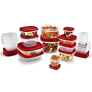 Rubbermaid Premium Modular Food Lids | 2-Pack | 18-Cup Stacking, Space Saving Plastic Storage Containers & Lids Food Storage Containers, Set of 21 (42 Pieces Total), Racer Red