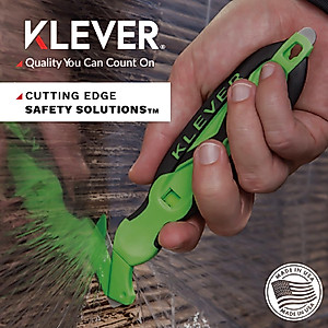 Klever Excel PLUS Wide Cut Safety Cutter, Carbon Steel Blade, Cuts Boxes, Film, Tape, and More, Utility Knife, Orange, 20/pk (PLS-400-30G)