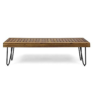 Christopher Knight Home Abbet Outdoor Industrial Wood Bench, Teak/Black Metal