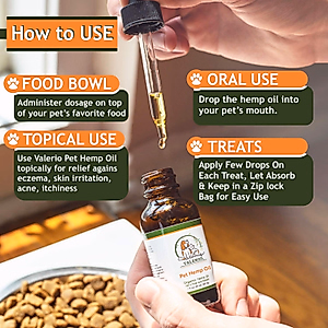 Valerio Pets Hemp Oil for Dogs and Cats - 1 Oz - Hemp Oil Drops with Omega Fatty Acids - Hip and Joint Support and Skin Health