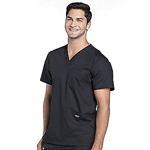 Cherokee V- Neck Men's Scrubs Top with Pockets WW670, L, Black