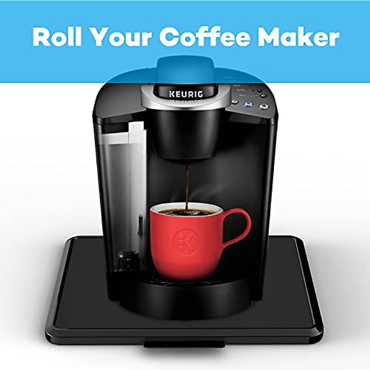 Goldlion Appliance Sliding Tray Compatible with Ninja Foodi and Instant Pot Extra Wide Rolling Tray Accessories for Air Fryer, Coffee Maker, Stand Mixer and Blender, 16.1'' Wide by 11.7'' Deep