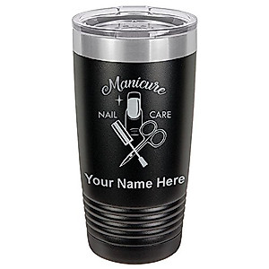 LaserGram 20oz Vacuum Insulated Tumbler Mug, Manicure, Personalized Engraving Included (Black)