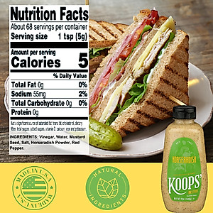 Koops' Horseradish Mustard – Bold and Zesty Horseradish Sauce, Gluten-Free, Kosher, Made in USA, From Quality Mustard Seeds – 12 Oz, Pack of 2