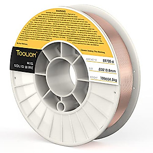 TOOLIOM ER70S-6 .030"(0.8 mm) Mild Steel Mig Solid Welding Wire on 10-Pound Spool for TL-200M TL-250M Pro