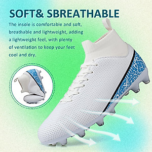 Soccer Cleats Mens Football Cleats Women Tacos de Futbol para Hombre Soccer Shoes for Big Boy Tacos de Futbol Zapatos de Futbol para Hombres Outdoor Soccer Shoes High Top Football Boots AG/FG