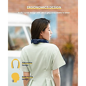 Portable Neck Fan with Sides and Back Motors for 360°Cooling, Wearable Hands Free Bladeless Fan, Wrap-around Fans,Personal Rechargeable Leafless, 4000 mAh,3 Speeds, Quiet Soft Silicone Neckband Fans