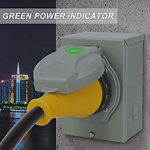 Rophor 30 Amp Generator Power Inlet Box, NEMA L14-30P Power Inlet Box for 4 Prong Generator Cord, 125/250 Volt, 7500 Watts, Weatherproof, Outdoor Use, ETL Listed