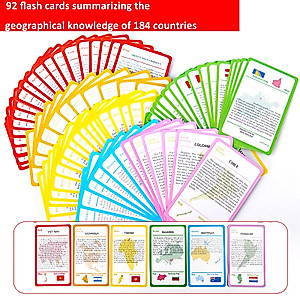 ExBePe Genuine Magnetic Wooden World Map Puzzle,92 Country Flash Cards,National Flags Introduction,Preschool Learning Education Geography Toy for Kid Ages 3+