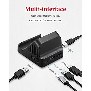 TXLBTTL Switch Dock, TV Projection Charging Dock for Switch, Cooling Fan Compact 4K HDMI Adapter, Portable Switch Charging Stand, Switch Docking Station USB 3.0