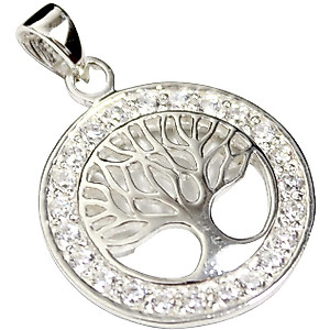 COSUMOSU Tree of Life Sterling Silver Pendant Zirconia Round