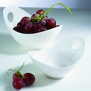 10 Strawberry Street Whittier 7.75"/24 Oz Fruit Bowl with Cut Out, Set of 4, White