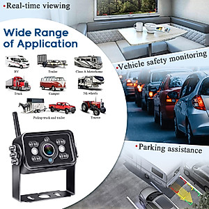 Yakry RV Backup Camera Wireless System - 7'' HD Reverse Camera for Truck with DVR Monitor -Bluetooth Trailer Back up Camera with Night Vision Waterproof -Rear View Camera for Furrion Pre-Wired RVs Y22