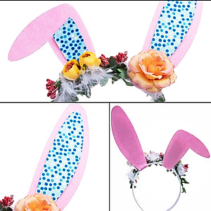 Klever Kits 6 Packs Easter Bunny Headbands Craft Kits Easter Rabbit Bunny Ears Flower Crown Headbands for Kids, Make Your Own Headband for Girls Easter Arts & Crafts Party Supplies, Easter Decorations