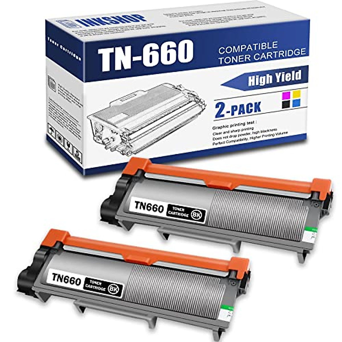 TN660 Compatible TN-660 Black High Yield Toner Cartridge Replacement for Brother TN-660 HL-L2300D HL-L2305W MFC-L2680W MFC-L2685DW DCP-L2520DW DCP-L2540DW Toner.(2 Pack)