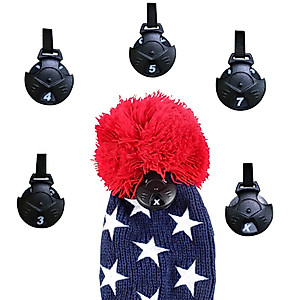 PINMEI Golf Headcover Knitted Golf Club Head Covers Set of 3,fit for Driver,Fairway Wood, Hybrid Head Cover Headcover for Callaway Mizuno Cobra Taylormade (US Star)