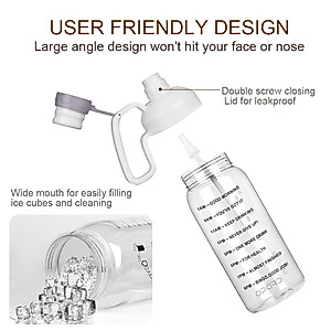 Opard Half gallon Water Bottle with Time Marker, 64oz Motivational Water Jug Large Sports Water Bottle with Straw Handle BPA Free for Gym Fitness (White)