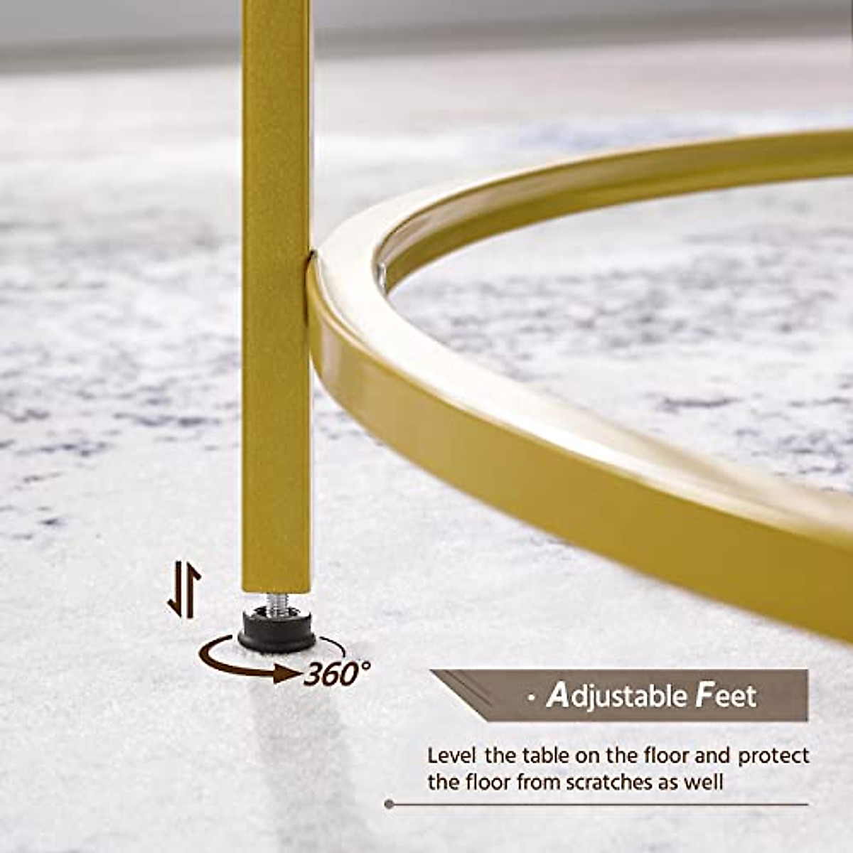 Yaheetech 36in Round Glass-Top Coffee Table,Mustard Gold Modern Accent Side Round Coffee Table w/Protective Foot Pads, Metal Structure Glass Coffee Table for Living Room,Dining, Apartment,Small Space