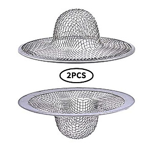 KRISMYA 2pcs Stainless Steel Mesh Metal Sink Strainer Bathtub Drain Hole Hair Catcher Drain Hole Filter Trap（2.75 Inch）