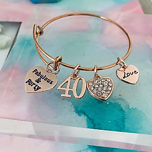 Infinity Collection 40th Birthday Gifts for Women, 40th Birthday Rose Gold Expandable Charm Bracelet, 40th Birthday Ideas, Gift for Her