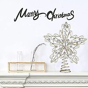 Suixing Christmas Tree Topper 8in Wire Five-Pointed Star Treetop Party Supplies Xmas Decor Home Hotel Office Gold