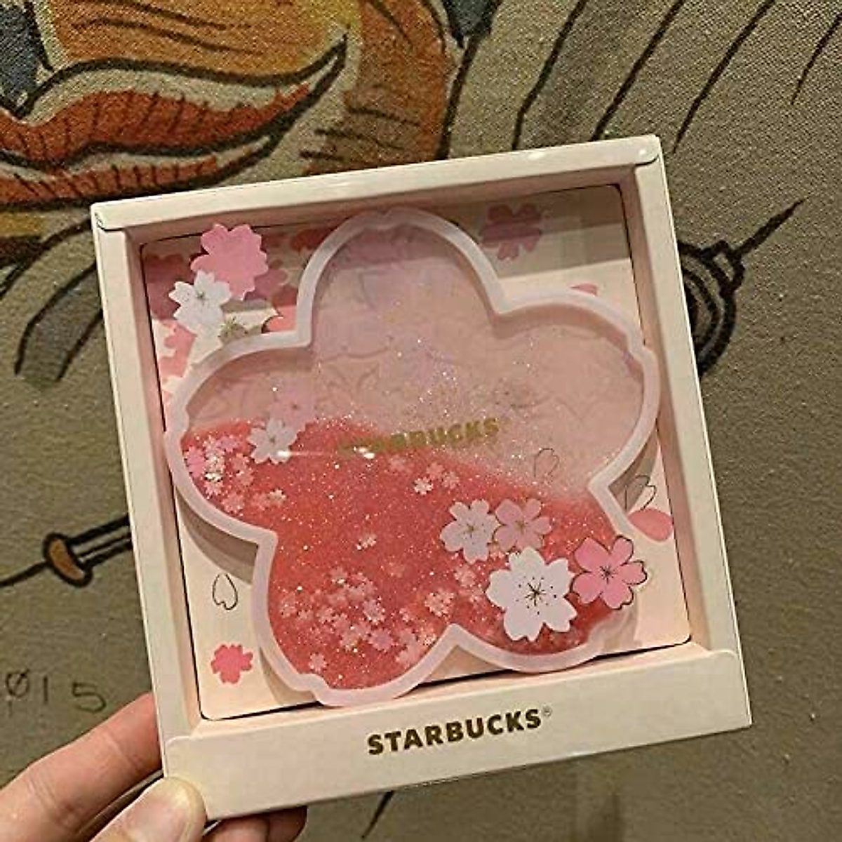 ATIN Sakura Glitter Coaster,Romantic Sakura Quicksand Pink Coffee Heatpad Water Coaster,Cute Sakura Cup Coaster, Silicone Non-Slip Insulation Cup Pad,Cute Sakura Cup Coaster for Dining